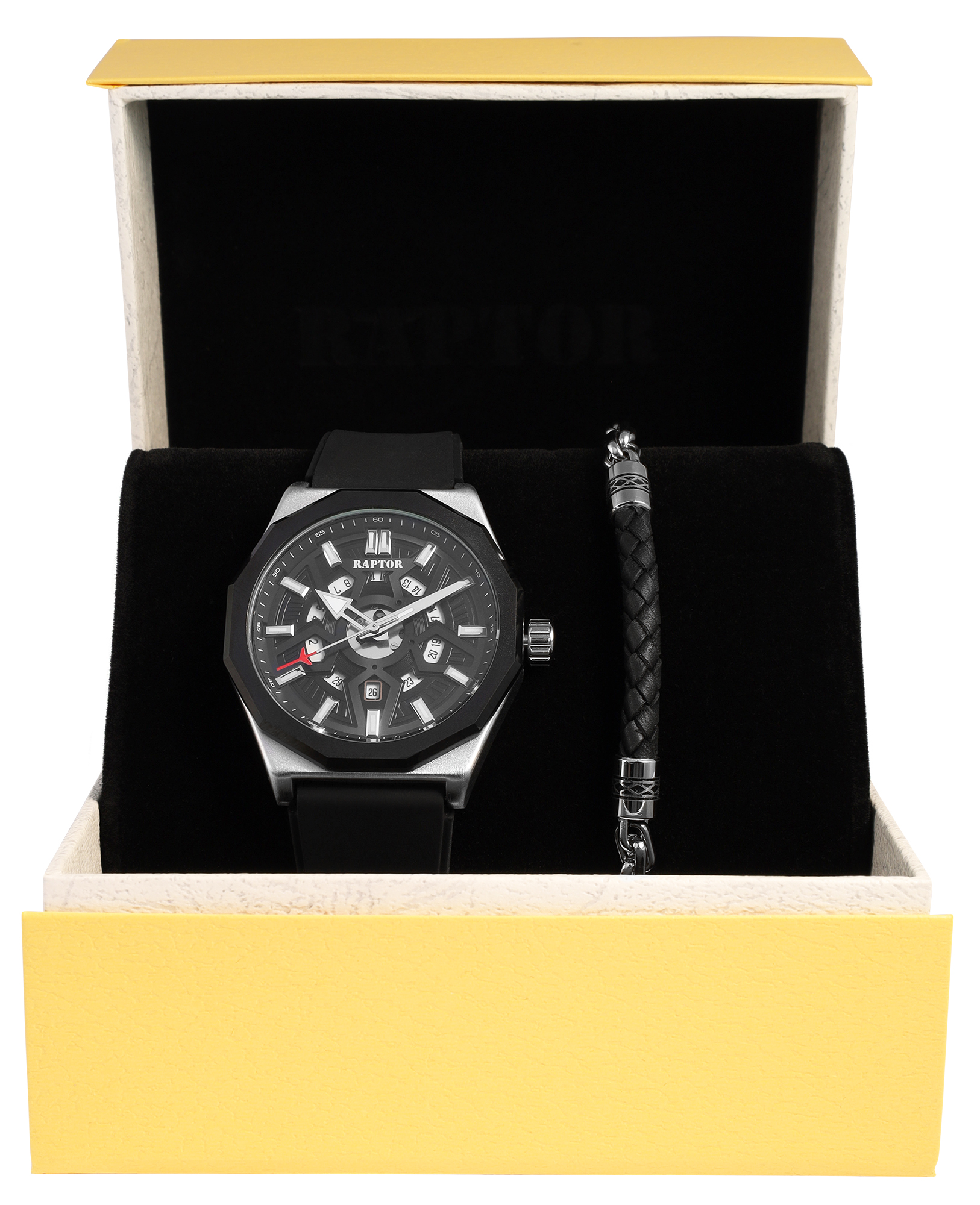 Raptor Herren Geschenkset - Herrenuhrsilikonband mit Amband 19+3 cm ...